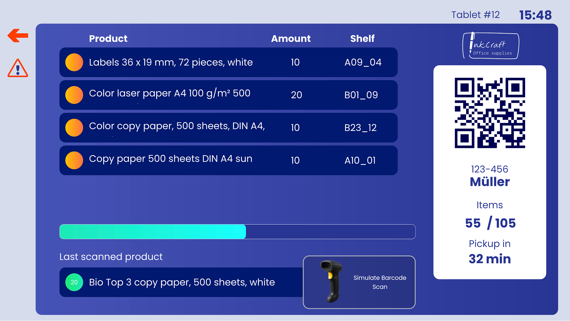 Paperless order picking - Warehouse logistics with tablet, digital ...
